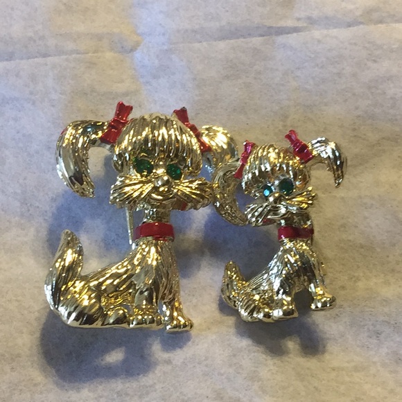 gerrys | Jewelry | Vintage Gerrys Yorkie Mom Baby Brooches | Poshmark